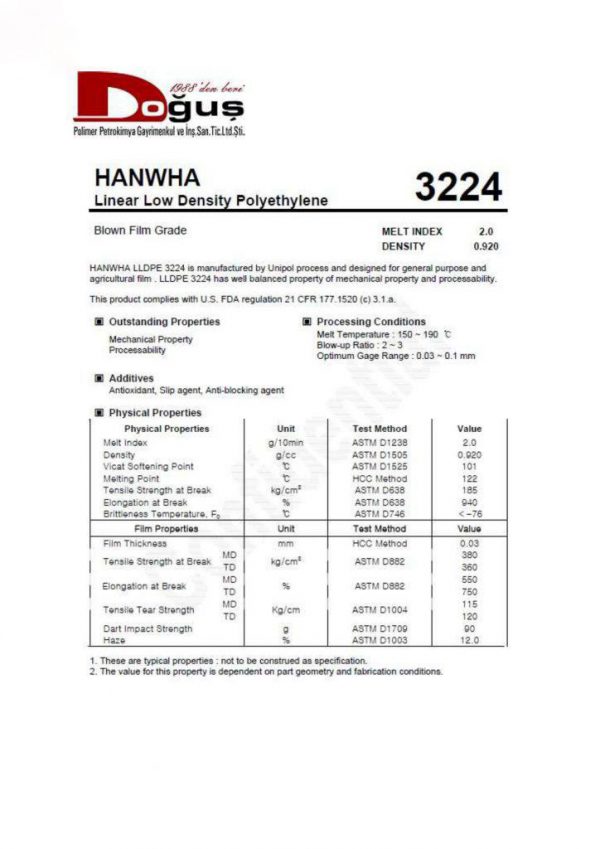 HẠT NHỰA LLDPE 3224 - Nhựa Minh Thu